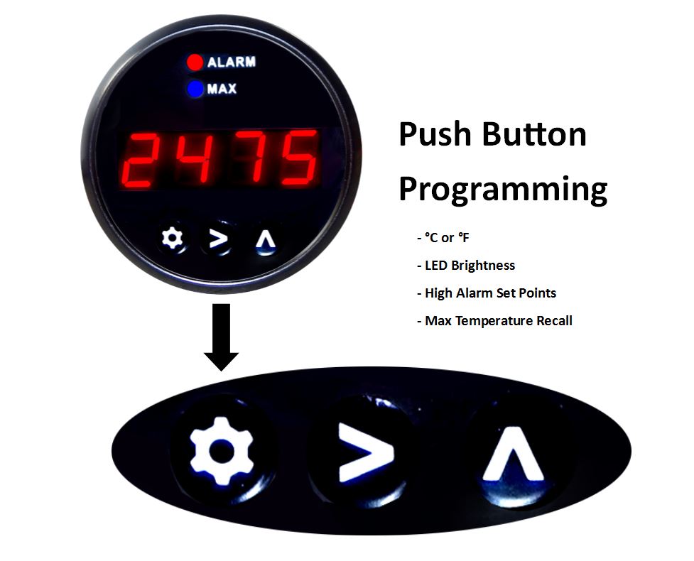 Digital EGT or CHT Pyrometer Gauge Display | Extreme Duty | Motorsports | Ready to Ship | TSC